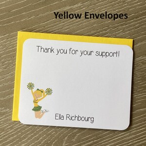 Cheerleader Cards - (set of 10) Cheerleader Thank You Note, Cheerleader ...