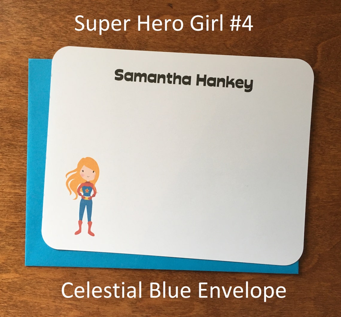 Super Hero Girls Note Cards - (set of 10) Super Girls Cards, Super Kids ...