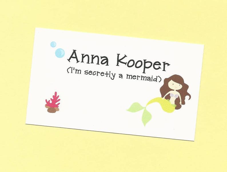 Mermaid Calling Cards - (set of 10) Mermaid Party Cards, Mermaid Treat ...