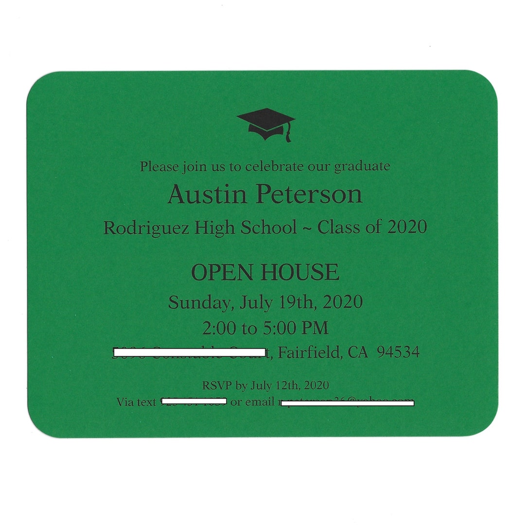 Graduation Insert Cards (set of 10) - Graduation Announcement Insert ...