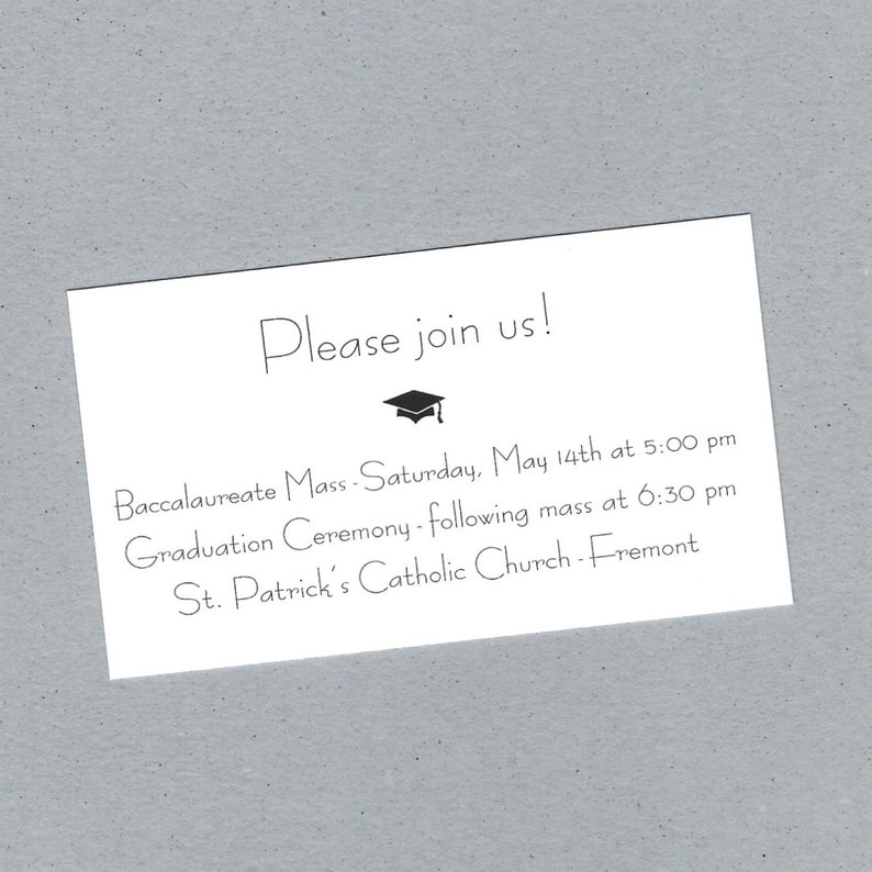 Graduation Invitation Insert Cards set of 10 Graduation - Etsy