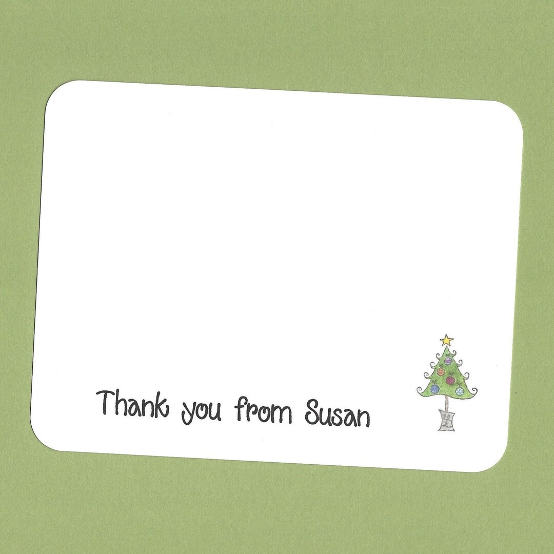 Christmas Tree Note Cards - (set of 10) Christmas Tree Thank You Notes ...