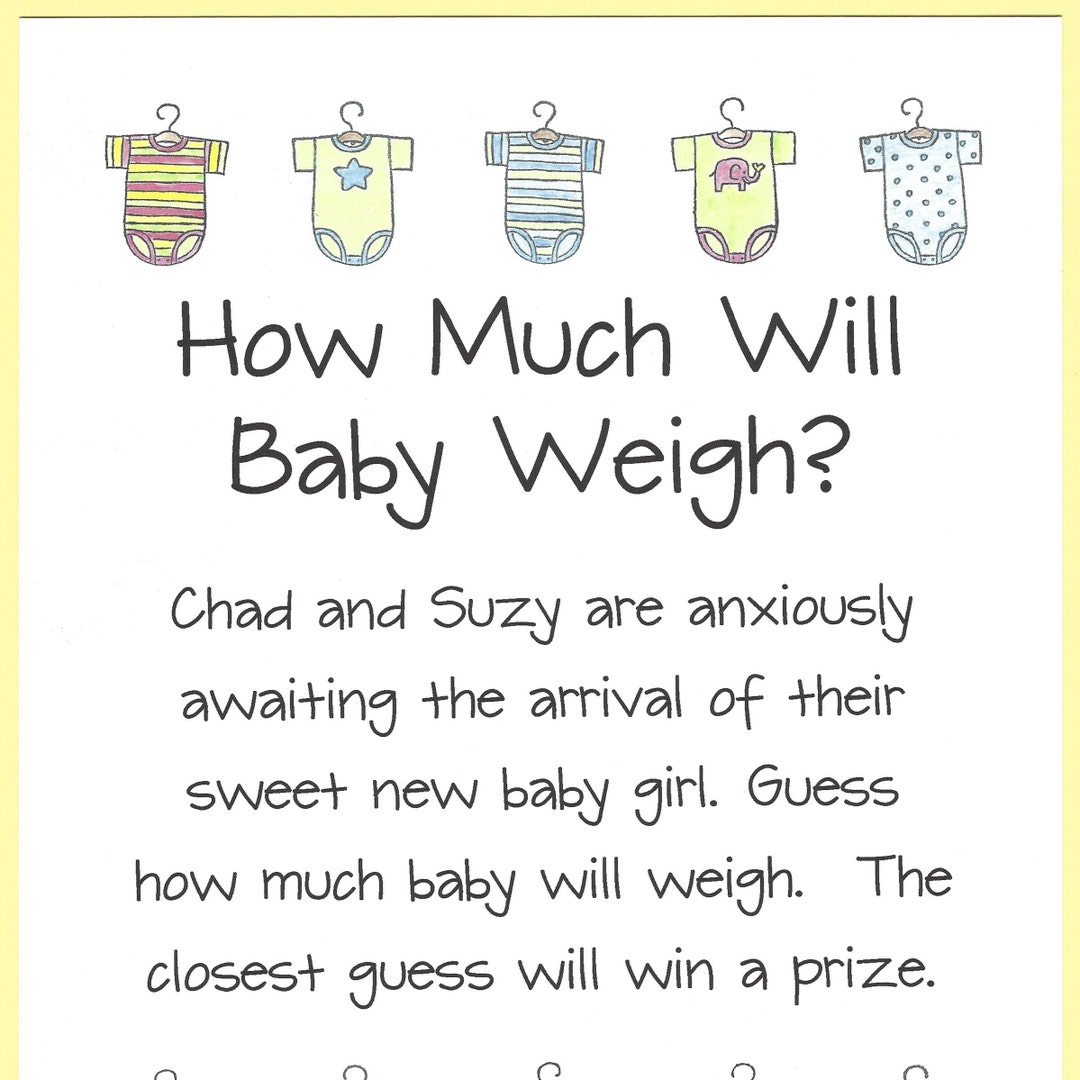 Baby Weight Shower Game - Guess Baby's Weight Shower Game, Guess the ...