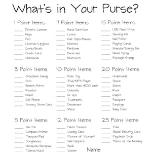 What's in Your Purse? Baby Shower Game - Easy Baby Shower Games, What's ...
