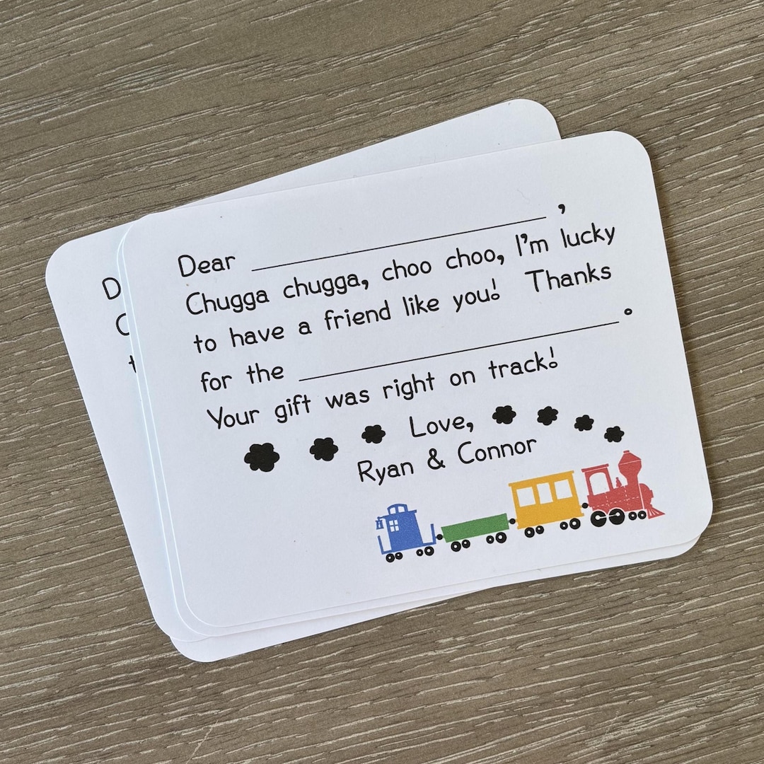 Choo Choo Train Thank You Cards - (set of 10) Fill in the Blank Card ...