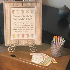 Baby Shower Advice Book and Game - GRAY & TAN STRIPE Book - Custom Baby ...