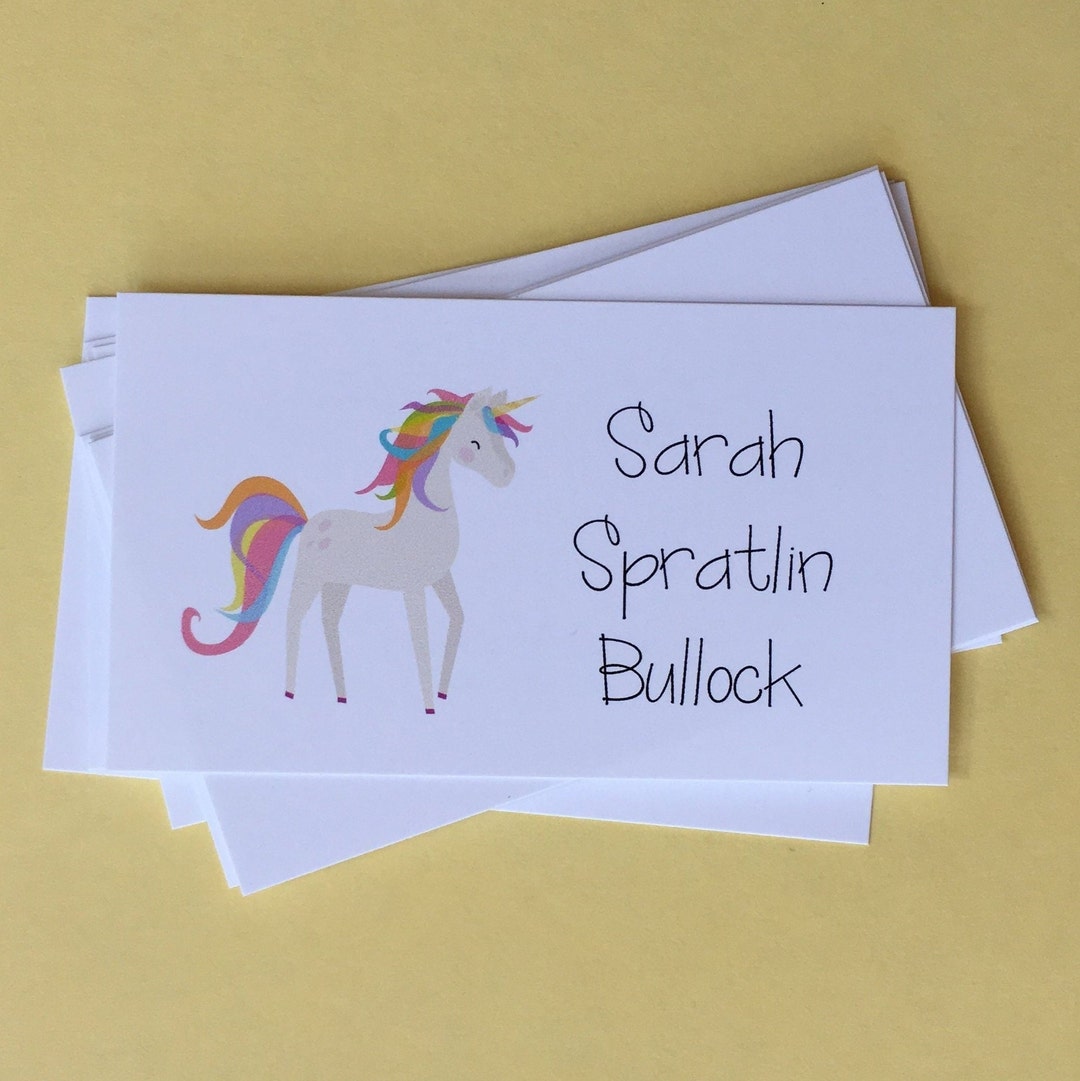 Unicorn Calling Cards - Custom Girls Unicorn Cards, Unicorn Party Treat ...