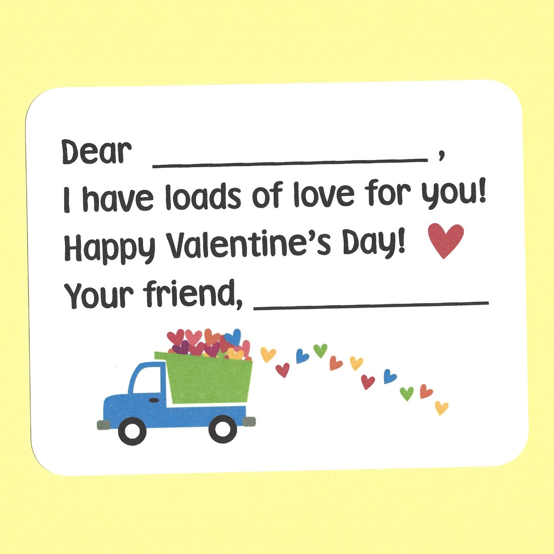 Dump Truck Valentines - Little Boy Valentines Day Cards, Preschool ...