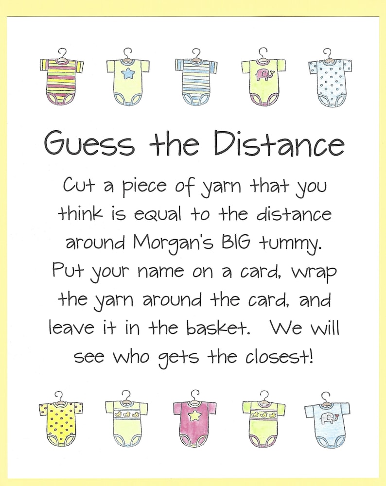 Guess the Distance Baby Shower Game - Measure Moms Tummy Games, Baby ...