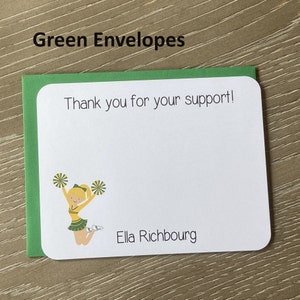 Cheerleader Cards - (set of 10) Cheerleader Thank You Note, Cheerleader ...