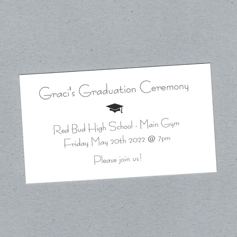 Graduation Invitation Insert Cards set of 10 Graduation - Etsy