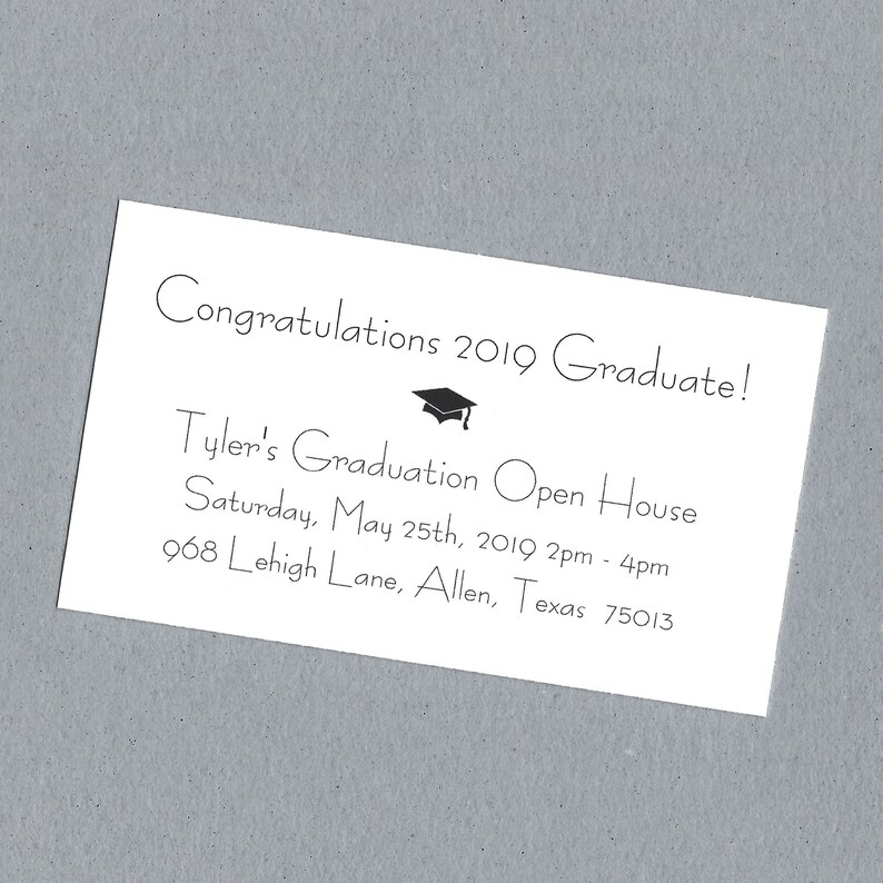 Graduation Invitation Insert Cards - (set of 10) Graduation ...