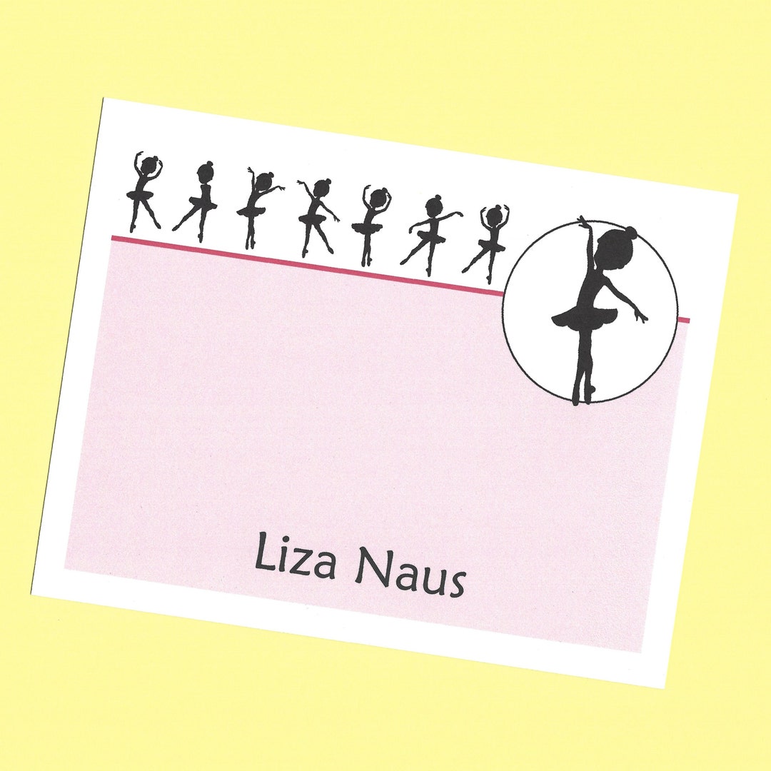 Ballerina Note Cards Little Girl Ballet Cards, Girls Ballet Silhouette ...