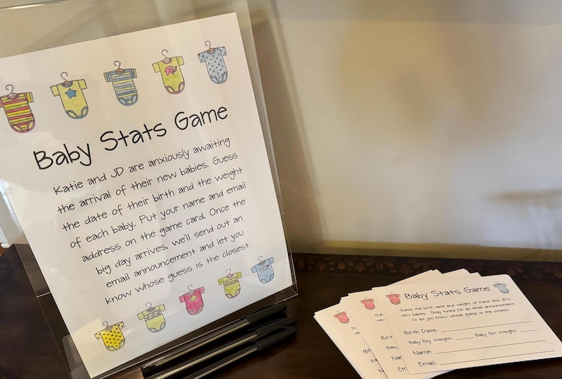 Baby Stats Shower Game - Baby Email Announcement Game, Guess the Date ...