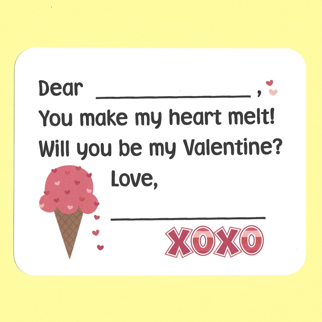 Ice Cream Cone Valentines Ice Cream Valentines Cards, Little Girls ...