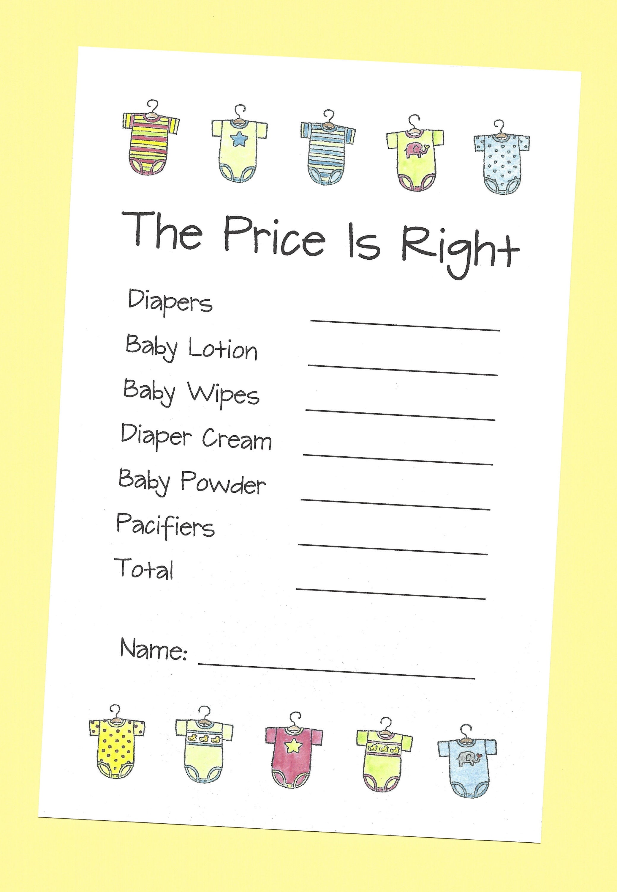 The Price is Right Baby Shower Game Guess the Price Baby - Etsy Canada