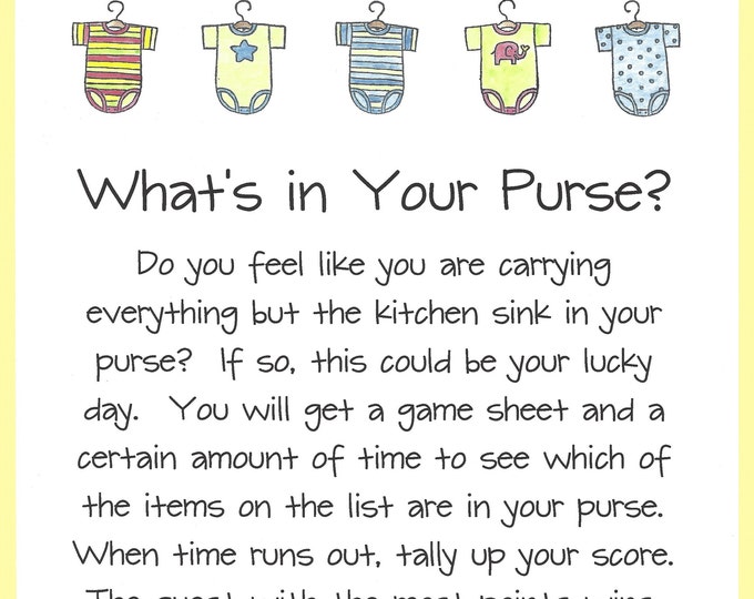 What's in Your Purse? Baby Shower Game - Easy Baby Shower Games, What's ...