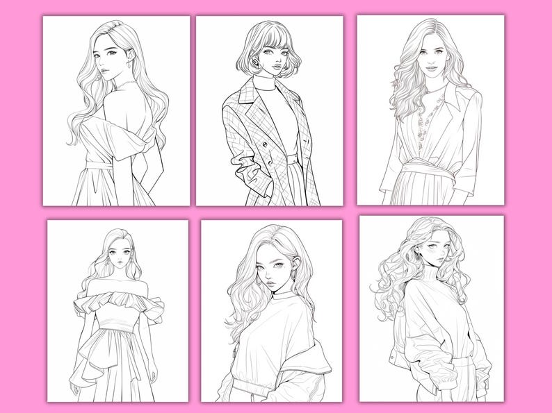 100 High Fashion Coloring Pages for Adults, FASHION Coloring Book for ...