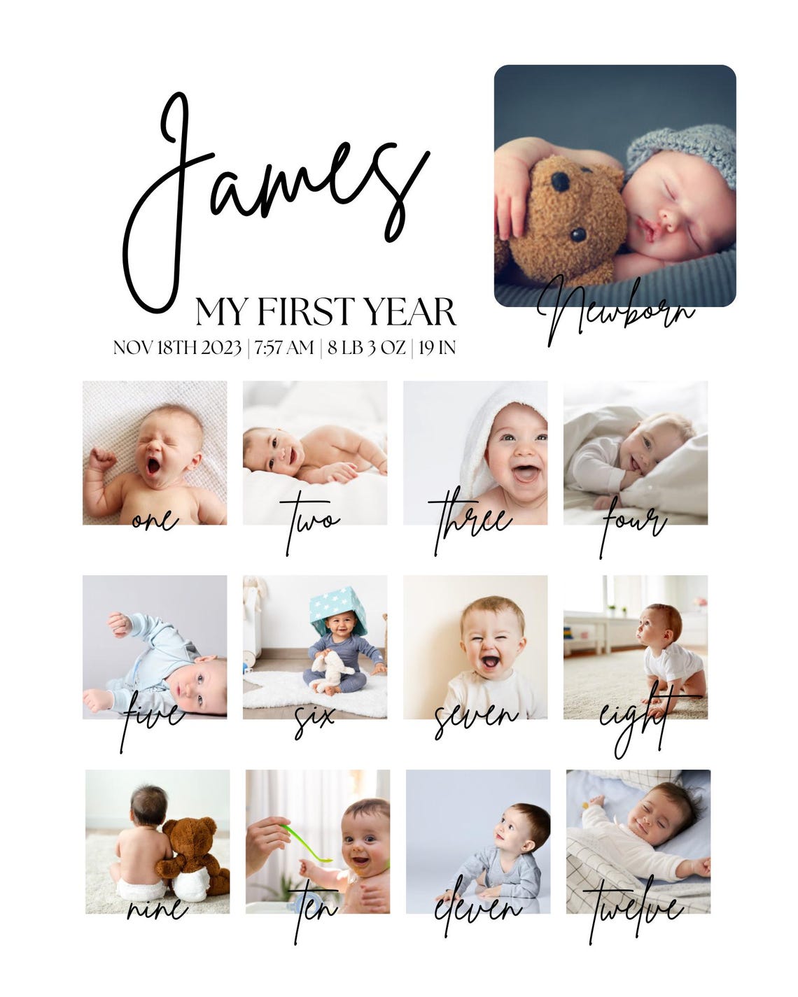 Milestone Birthday Bundle | Printable Baby's First Year Template ...