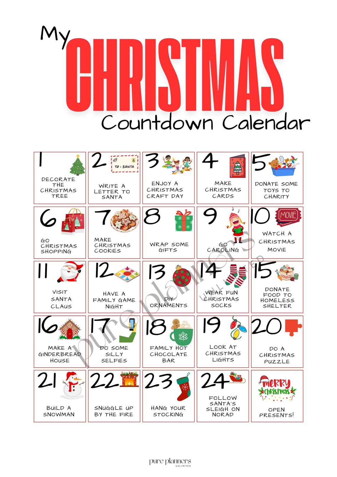 Christmas Countdown, 25 Days of Christmas, Christmas Countdown for Kids ...