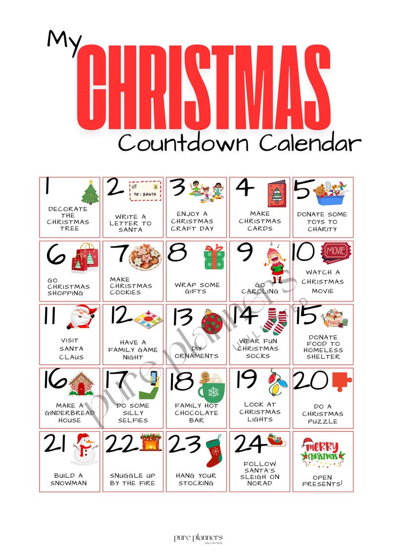 Christmas Countdown, 25 Days of Christmas, Christmas Countdown for Kids ...