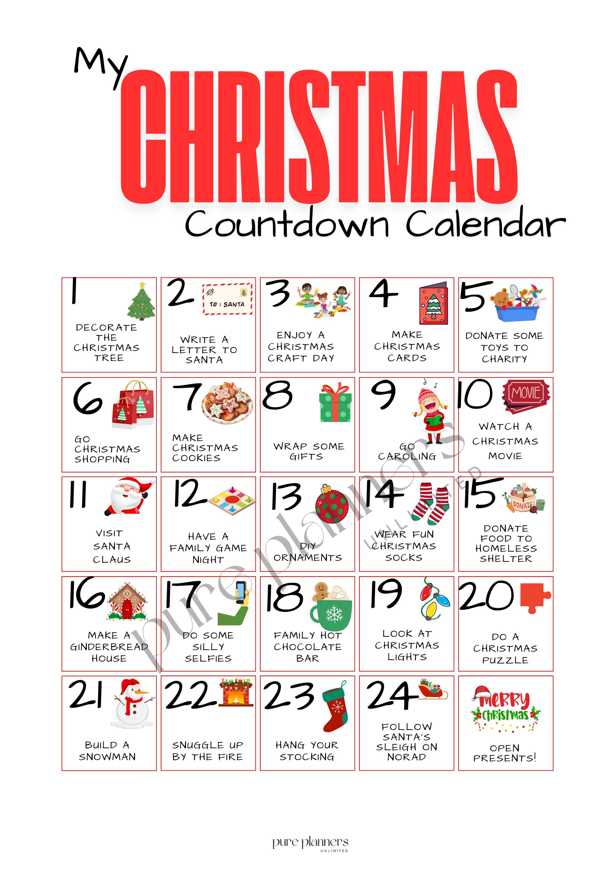 Christmas Countdown, 25 Days of Christmas, Christmas Countdown for Kids ...