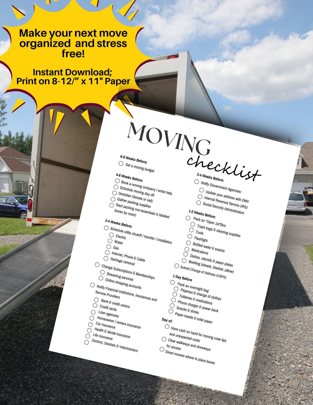 Moving Checklist, Moving Organizer, Packing Planner, Home Move Planner ...