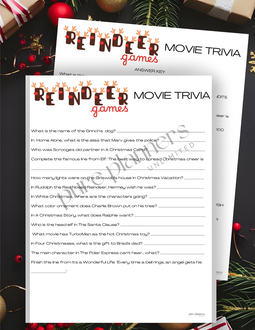 Movie Trivia Christmas Printable Game, Christmas Movie Trivia Game ...