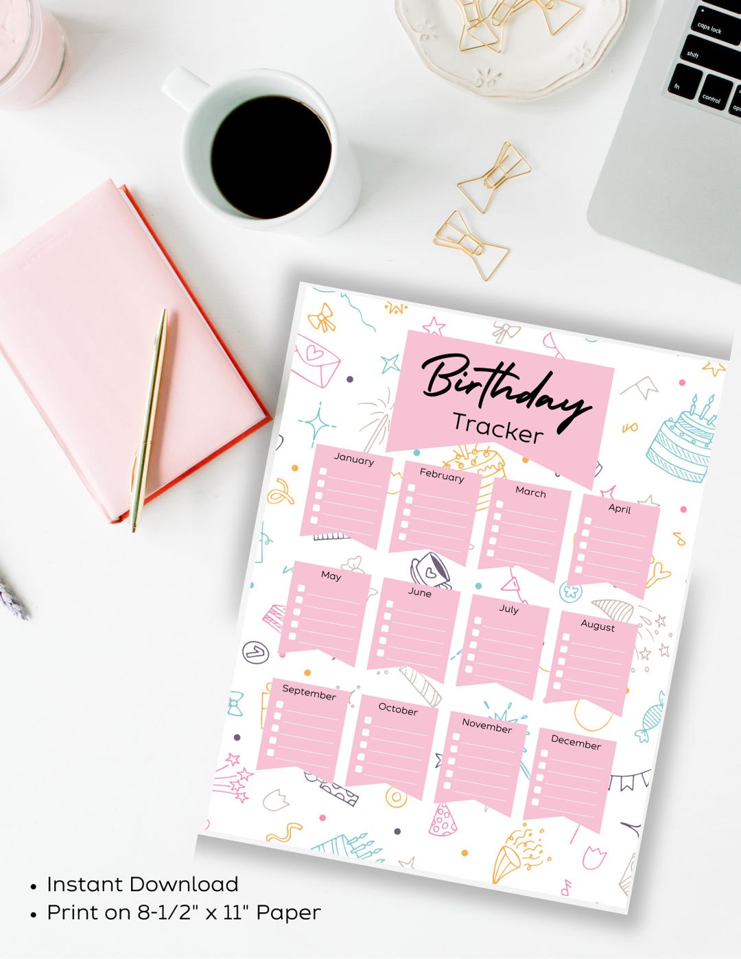 Birthday Tracker, Printable Tracker, Birthday Calendar, Birthday ...