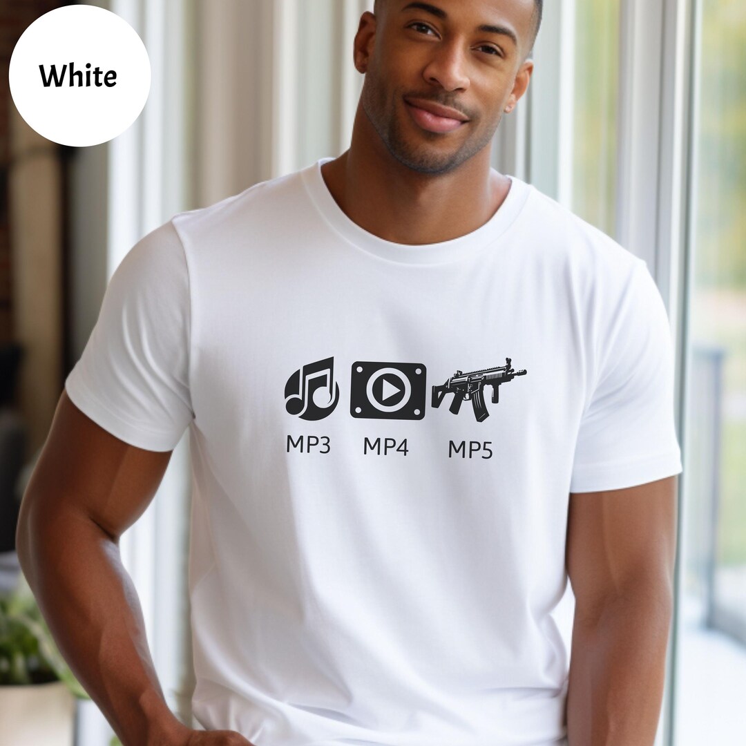 Gun Play Unisex Tee, Funny Submachine Weapon Shirt, Music Lover MP3 MP4 ...