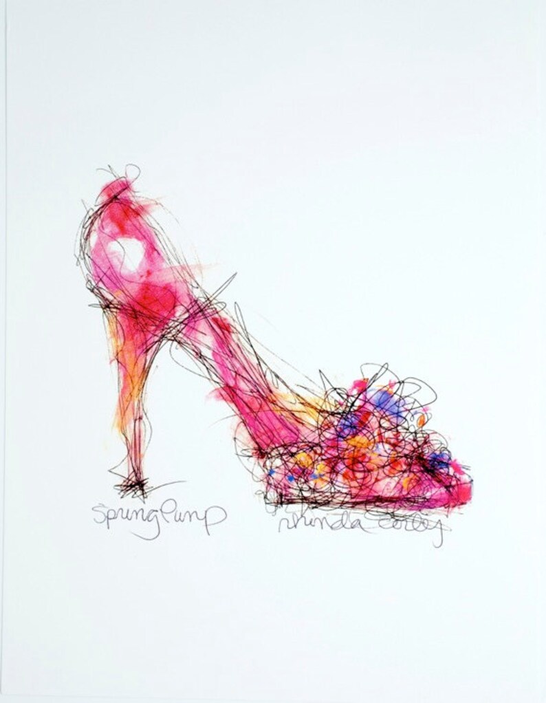 Spring Pump Shoe Print, Shoe Art - Etsy