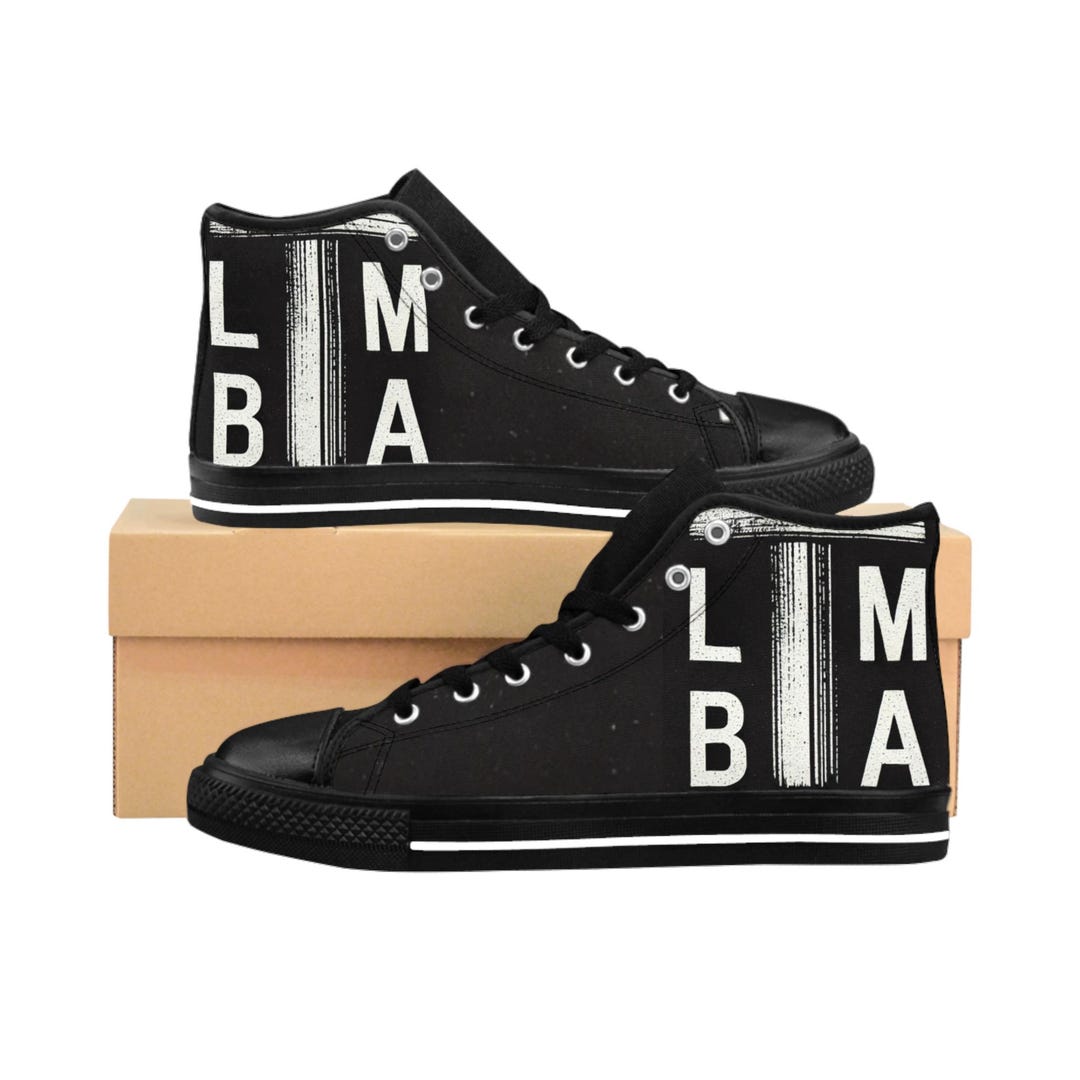 Retro Sneakers, Black Modern Typography Shoes, Casual Footwear, Street ...