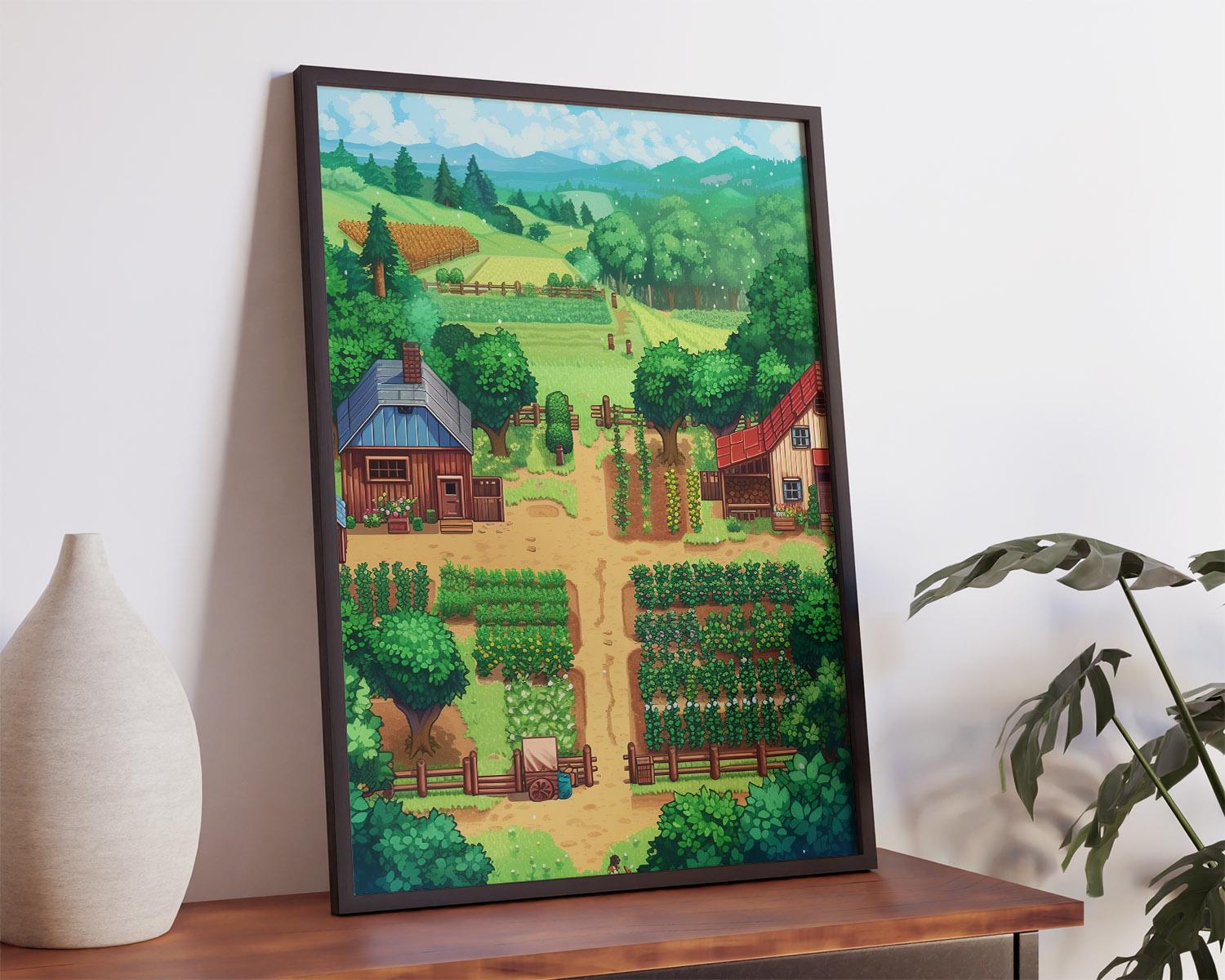 Stardew Valley Art Prints, Night Market, Secret Woods, Farm Maps, Set ...
