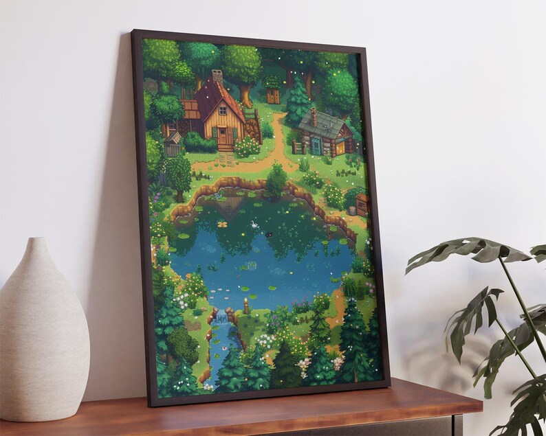 Stardew Valley Art Prints, Night Market, Secret Woods, Farm Maps, Set ...