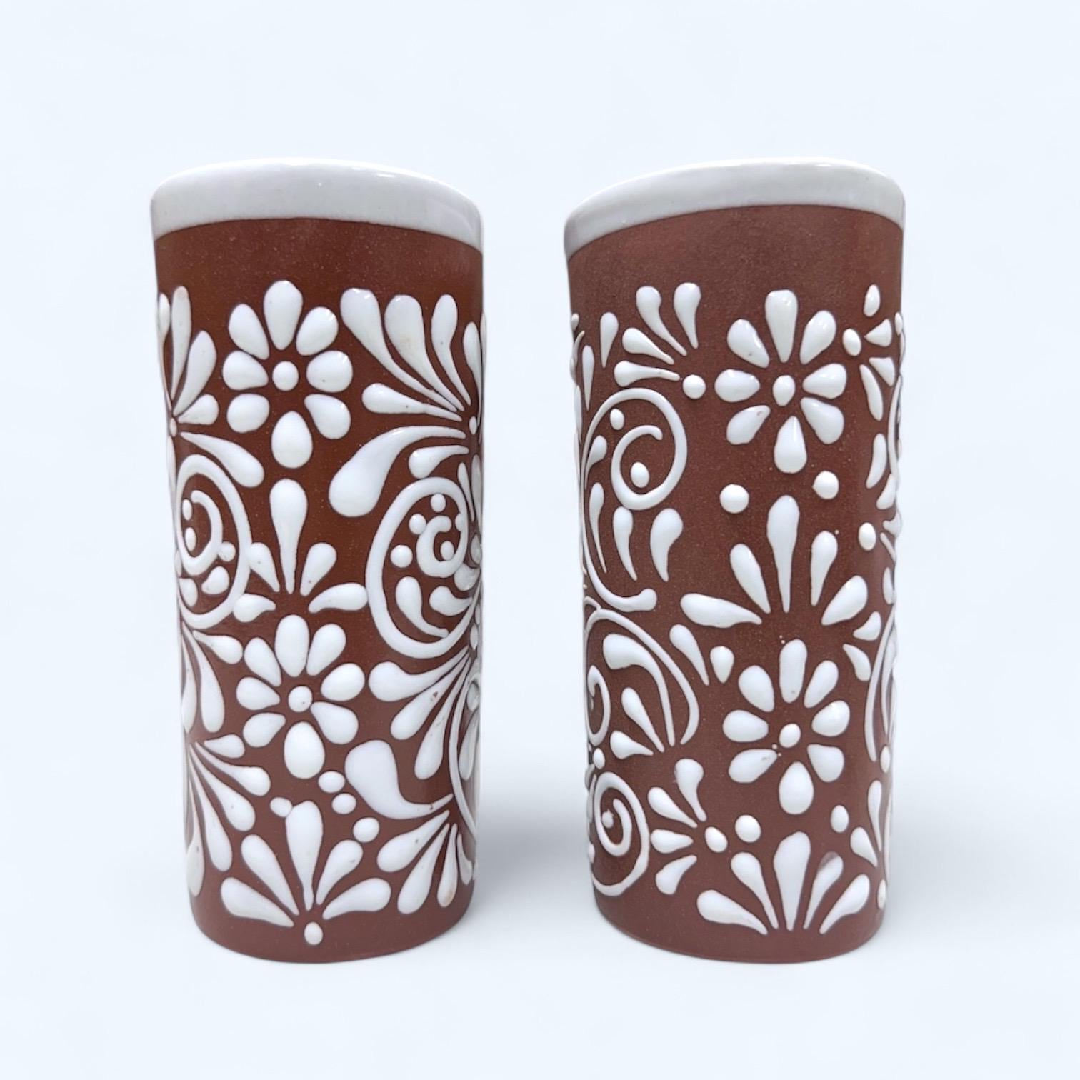 Mexican Talavera Cups (set of 2) | Brown & White - Etsy