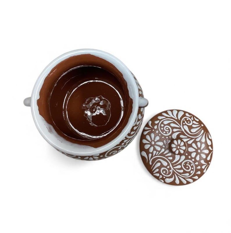 Talavera Brown & White Frijolera Pot – Lead Free – 9x8” – “frijolera ...