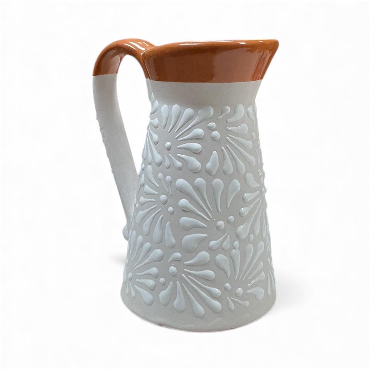 Talavera Mexican Multi-use Ceramic Pitcher | White & Brown - Etsy