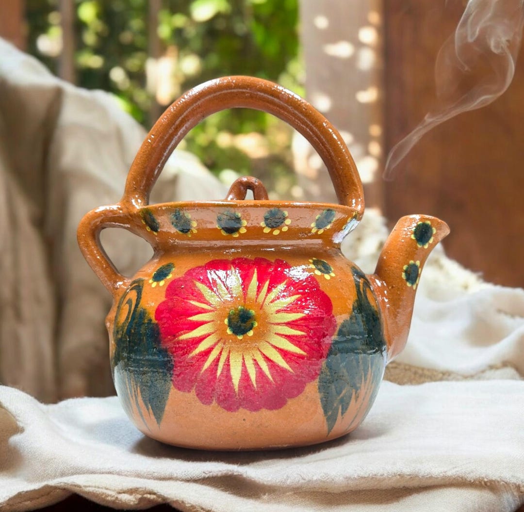 Cafetera De Barro | Flower Design - Etsy