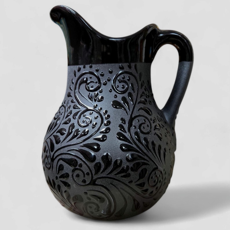 Mexican Handmade Pitcher Talavera Cielito Lindo Design | Black & Black ...