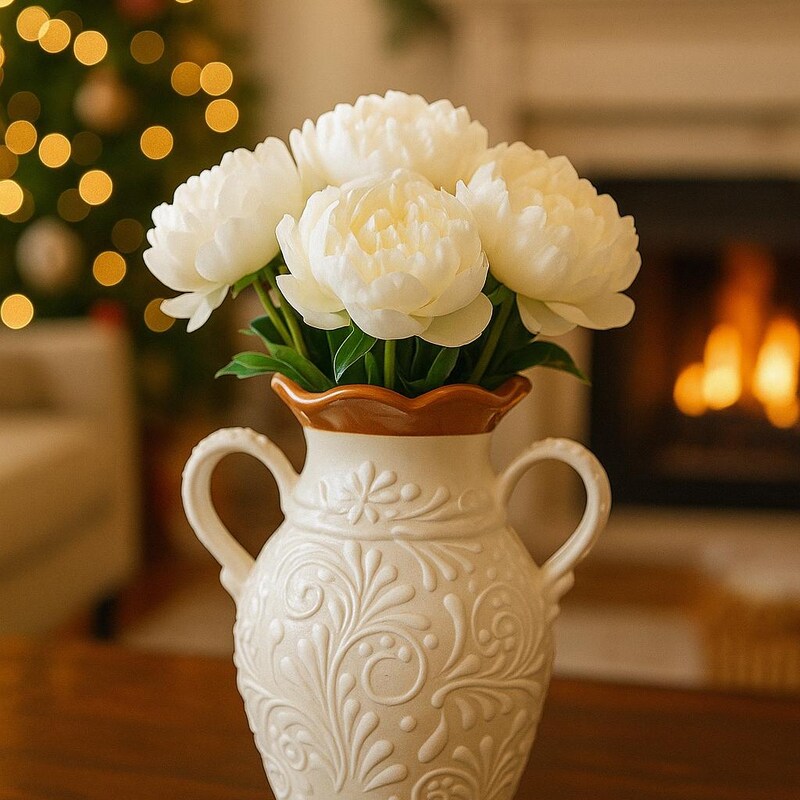 Terracotta and White Talavera Vase - Etsy