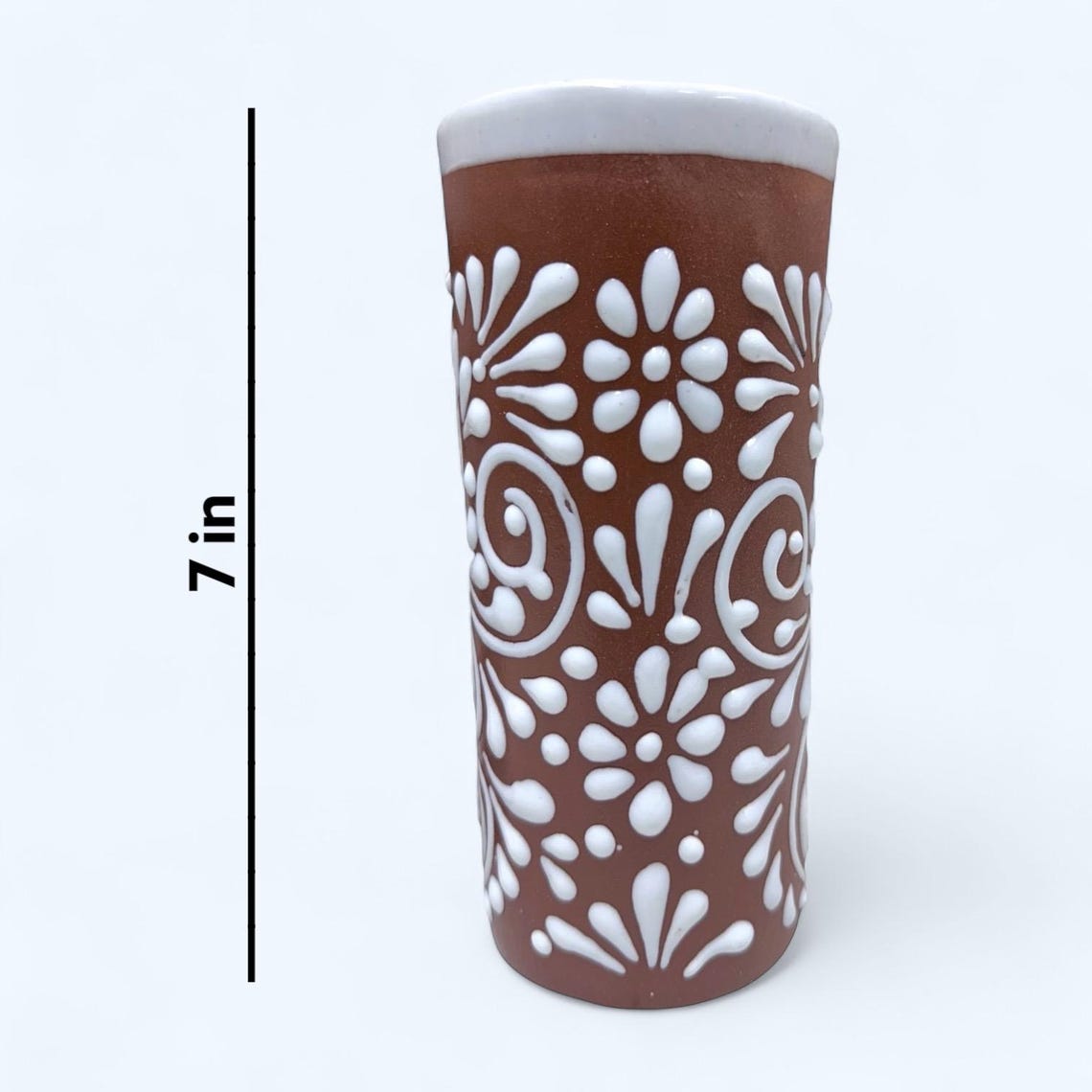Mexican Talavera Cups (set of 2) | Brown & White - Etsy