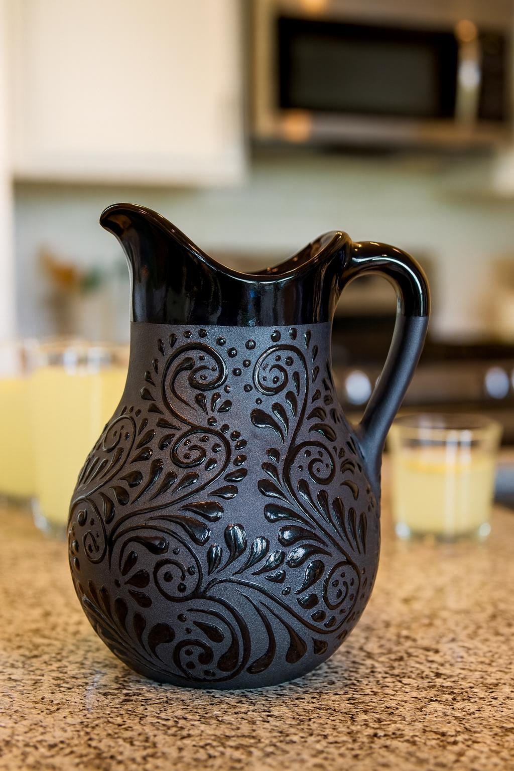 Mexican Handmade Pitcher Talavera Cielito Lindo Design | Black & Black ...