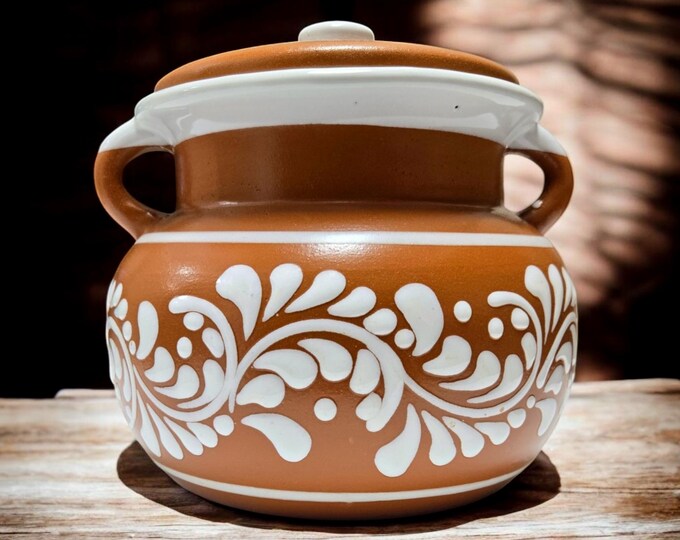 Handmade Mexican Talavera Engobe Olla | Brown & White - Etsy