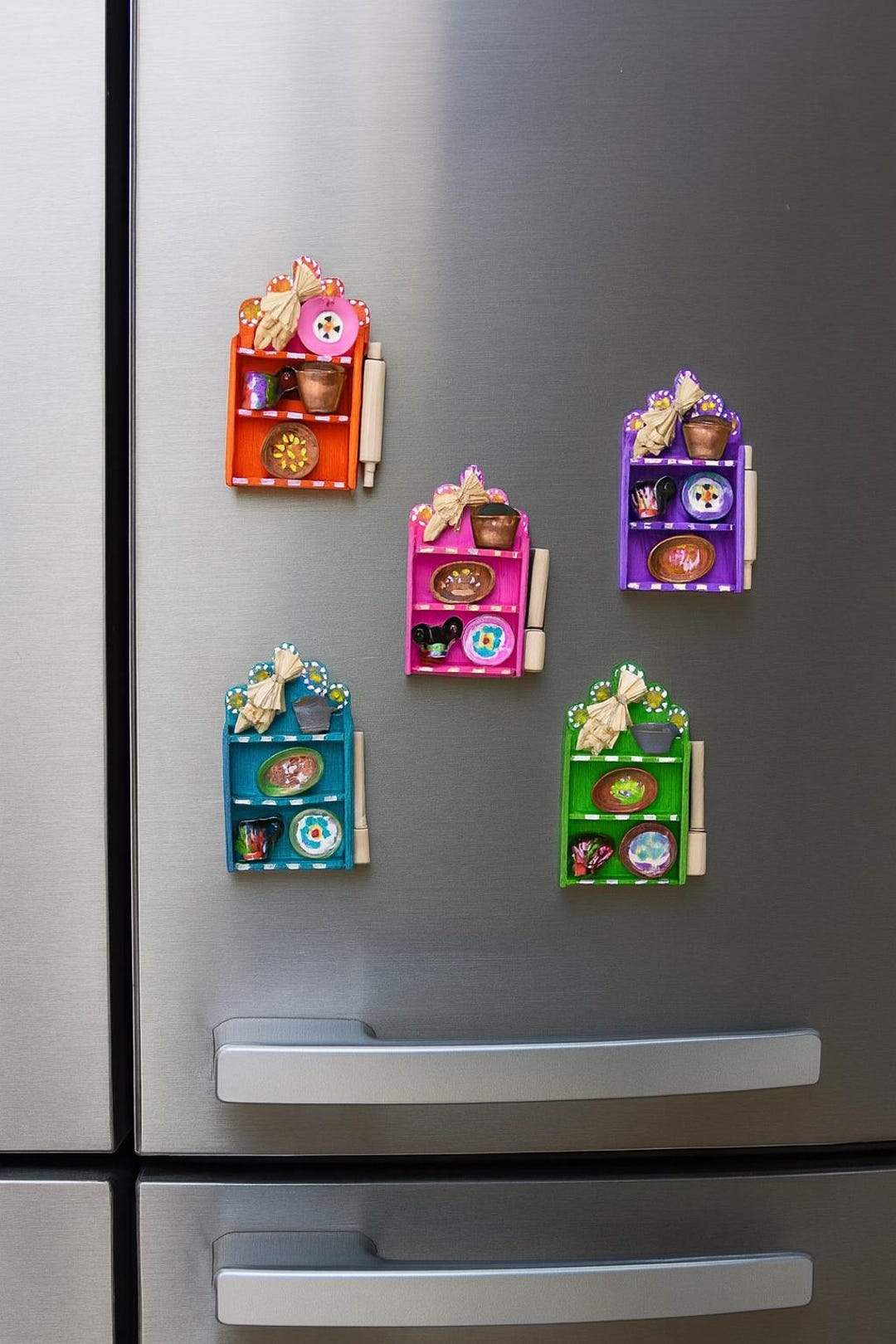 Talavera Pottery Wood Refrigerator Magnets: Mexican Folk Art Set - Etsy