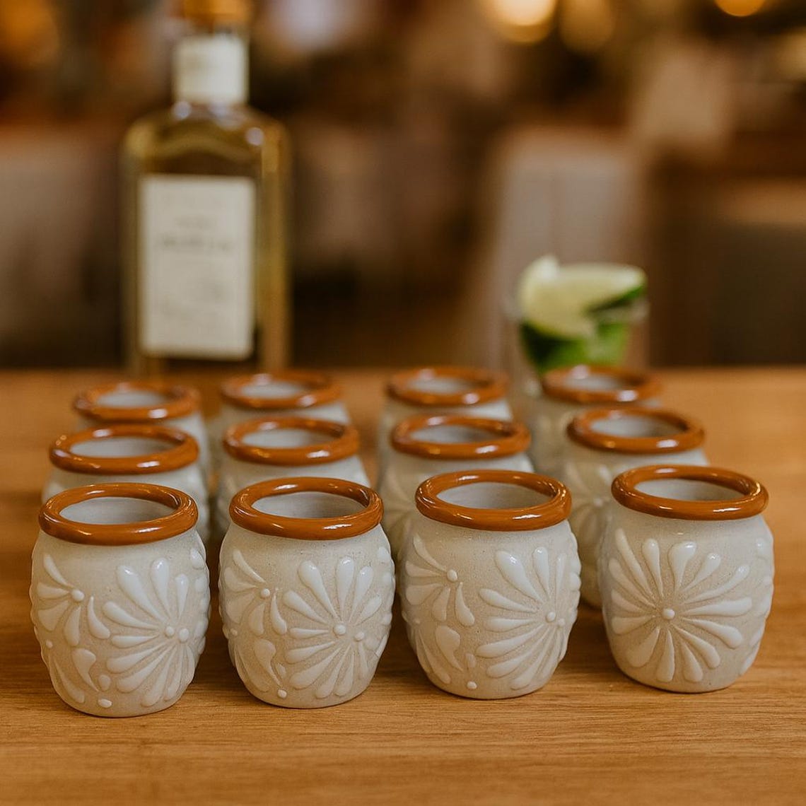 Handcrafted Talavera Tequila Shot Glasses - Set of 12 Mexican Ceramic ...