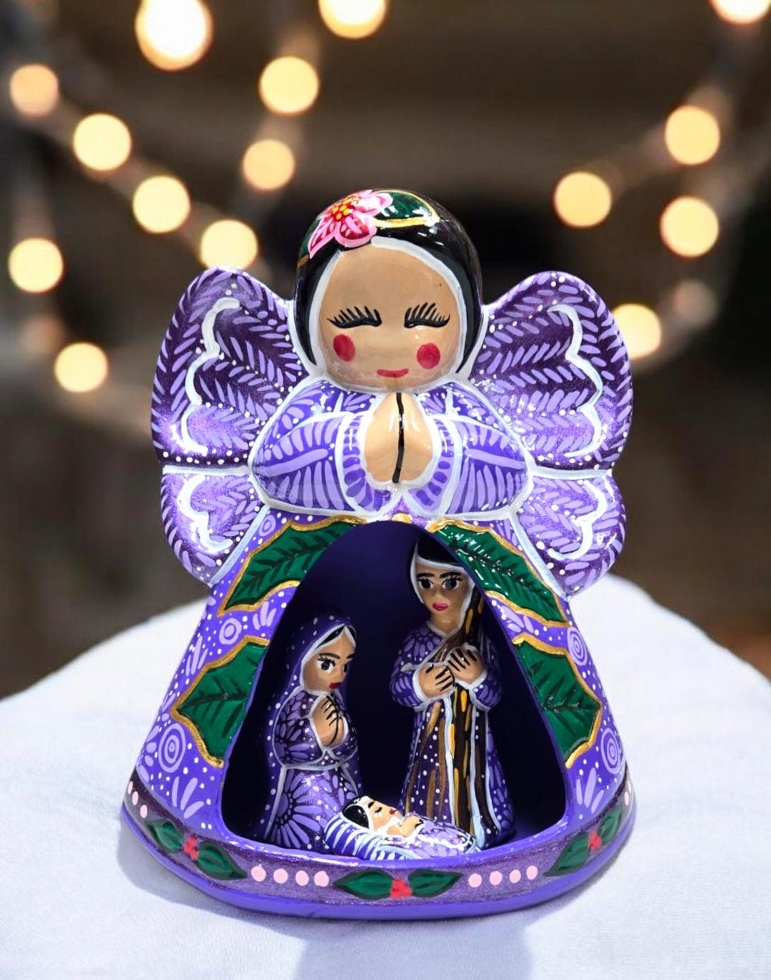 Handmade Talavera Nativity Angel Set Color Purple - Etsy