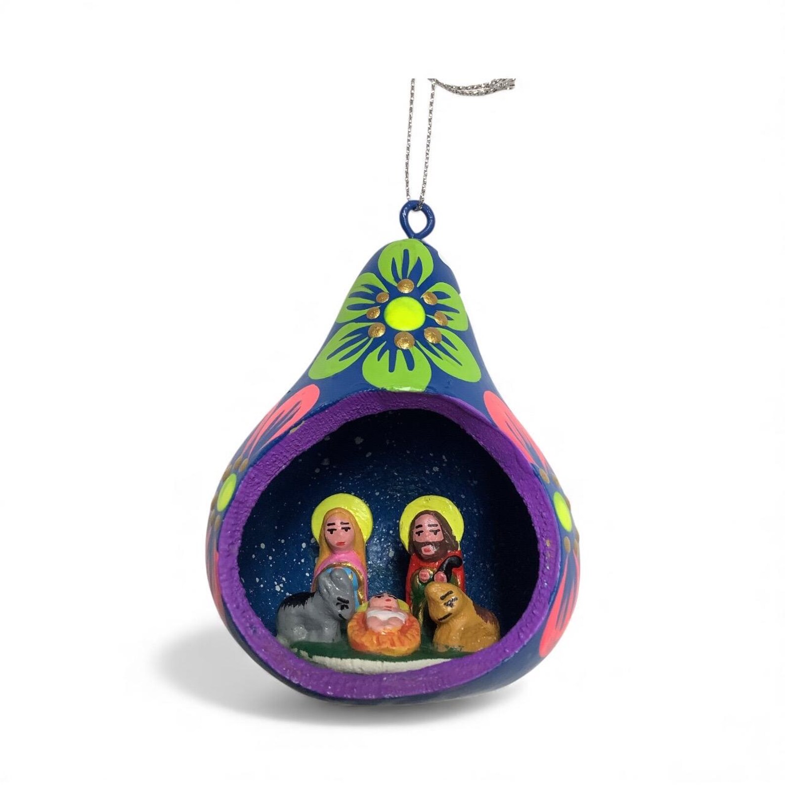 Talavera Blue Floral Gourd Nativity Ornament – Lead Free – 3.5x3 ...