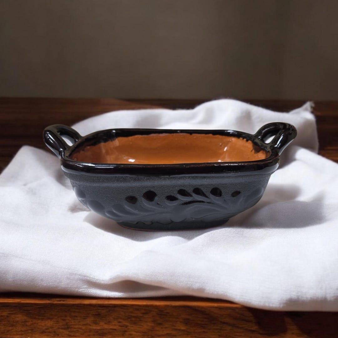 Handmade Mexican Talavera Salsa Bowl | Black & Black - Etsy