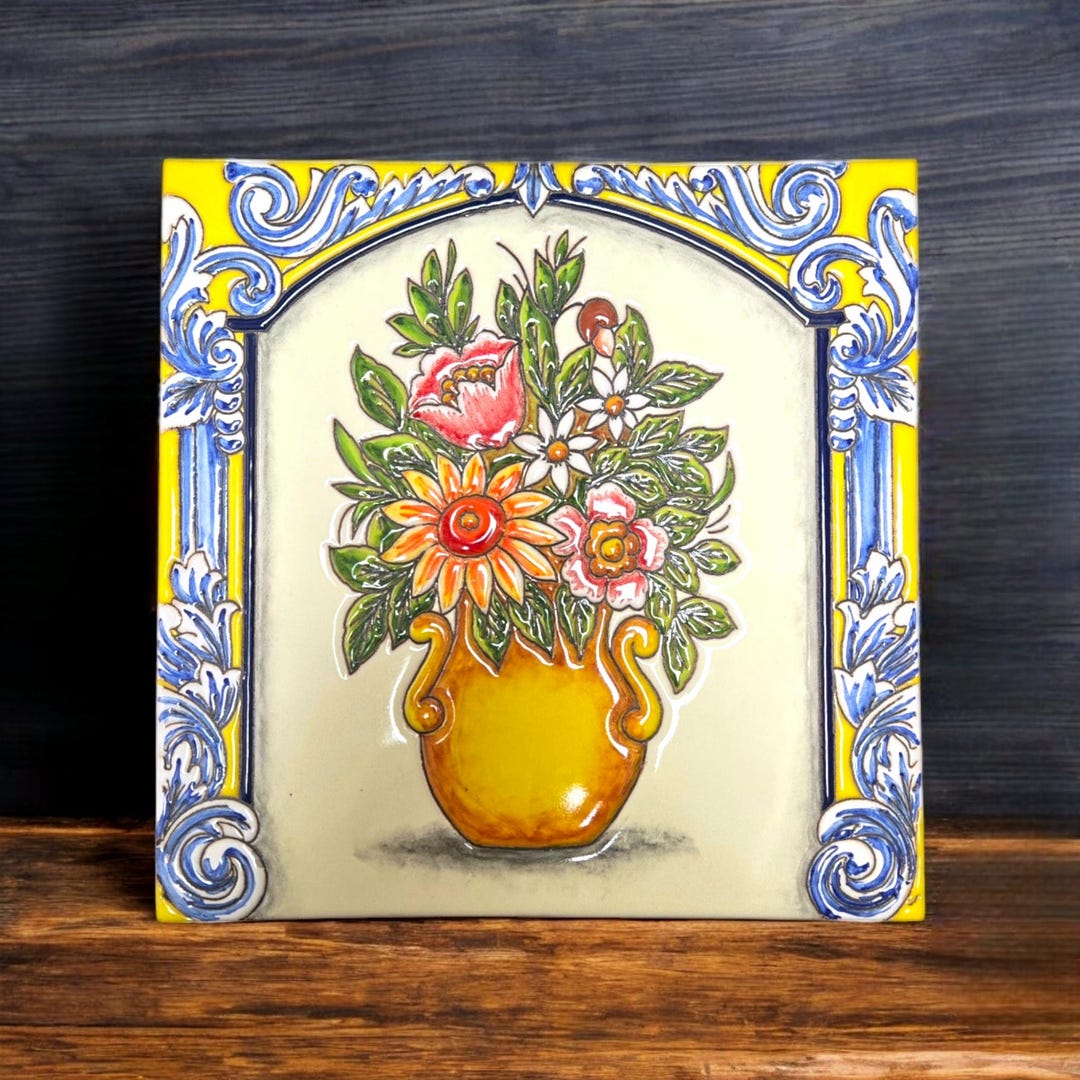 Talavera Mural Frame Flower Vase Design 12x12 - Etsy