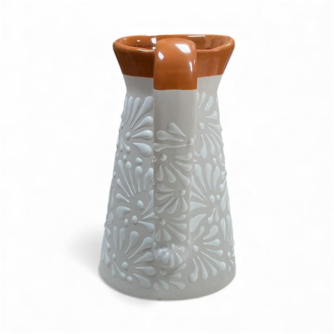 Talavera Mexican Multi-use Ceramic Pitcher | White & Brown - Etsy